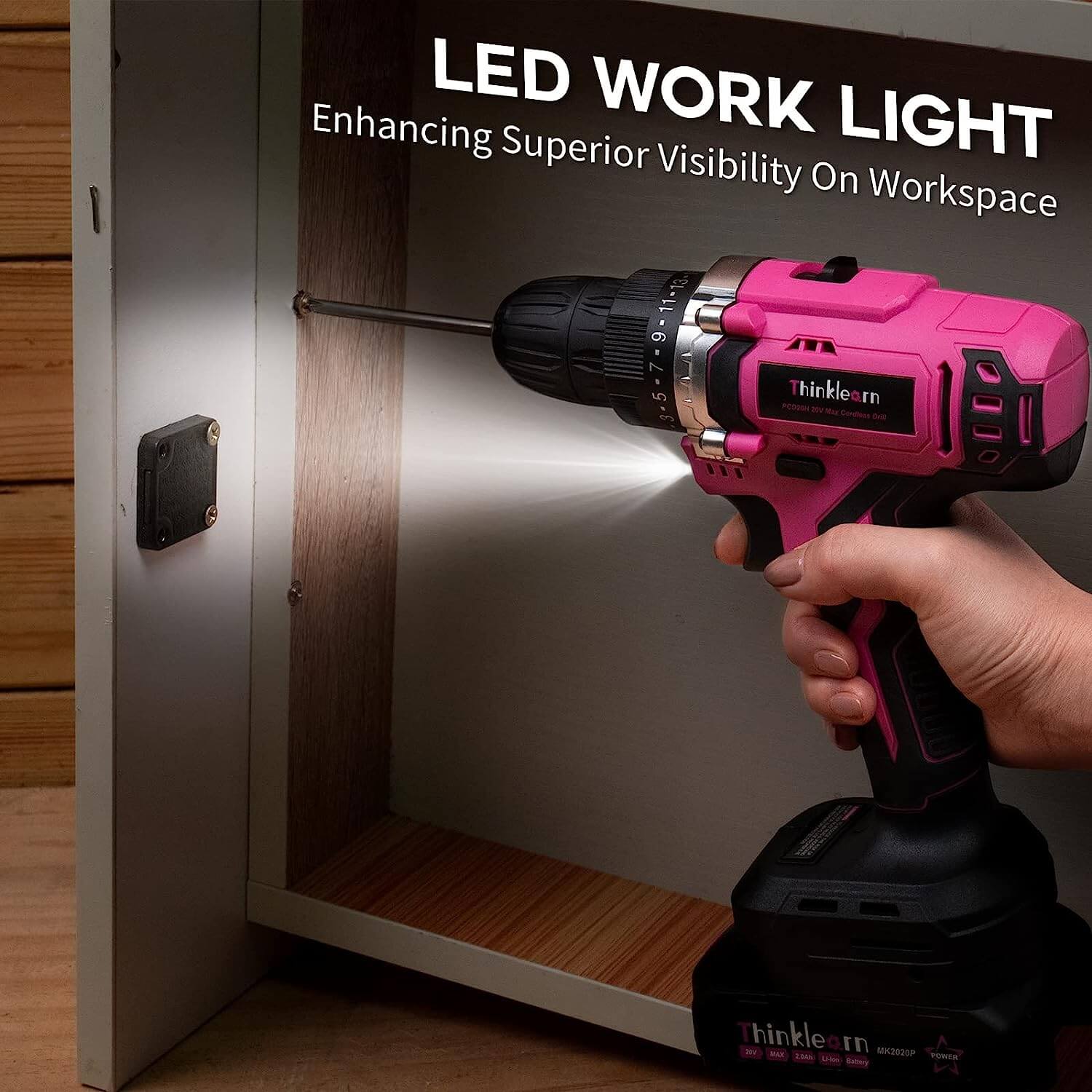 Thinklearn Pink 20v Cordless Drill Set Tl1018