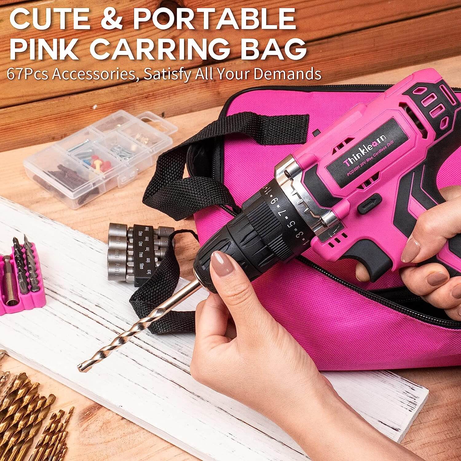 Thinklearn Pink 20v Cordless Drill Set Tl1018