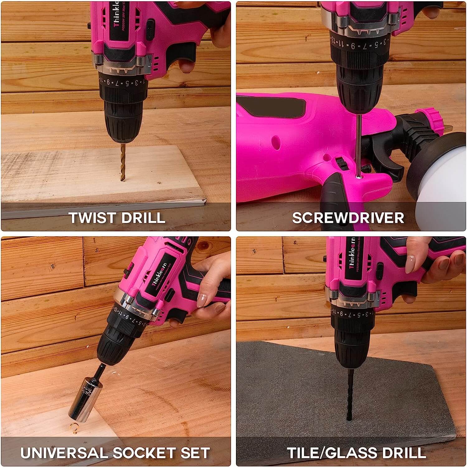 Thinklearn Pink 20v Cordless Drill Set Tl1018